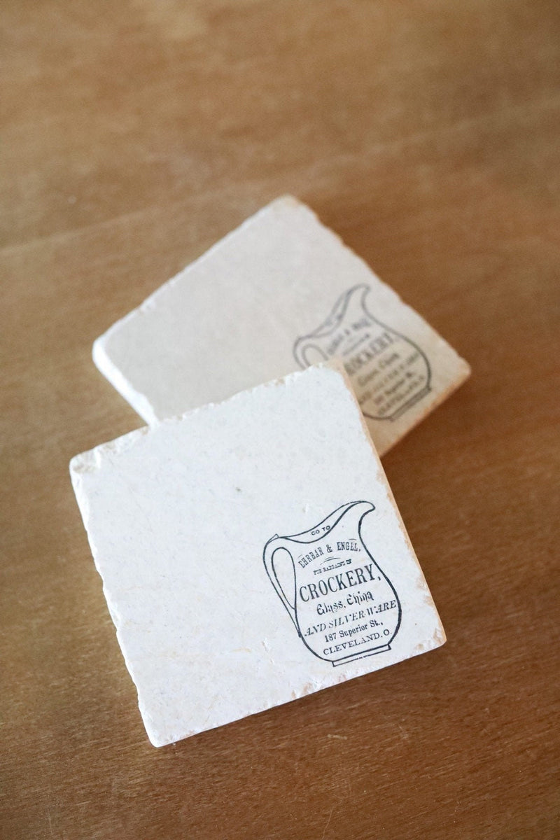 Vintage Pitcher Marble Coasters – Lace, Grace & Peonies