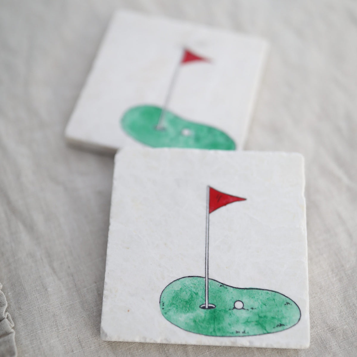 Golf Marble Coaster Set – Lace, Grace & Peonies
